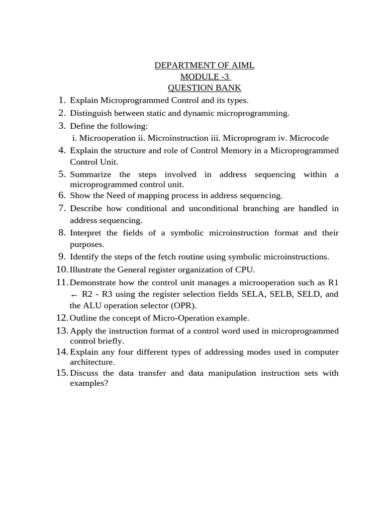 Question Bank Coa | PDF