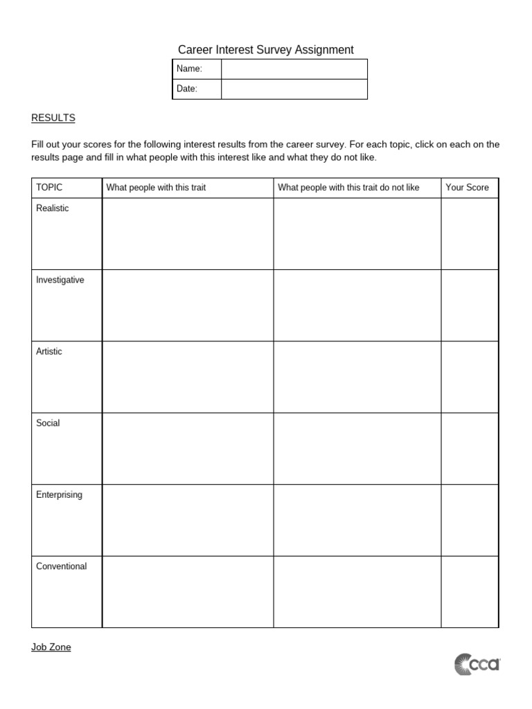Career Interest Survey Download | PDF