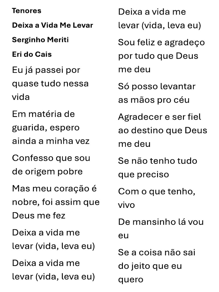 Deixa A Vida Me Levar | PDF