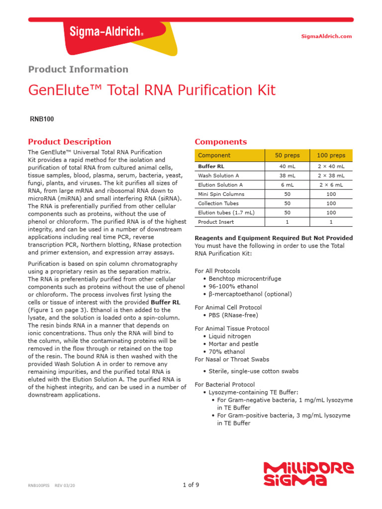 Kit de Extracción-Sigma-Protocolo | PDF | Protein Purification | Lysis
