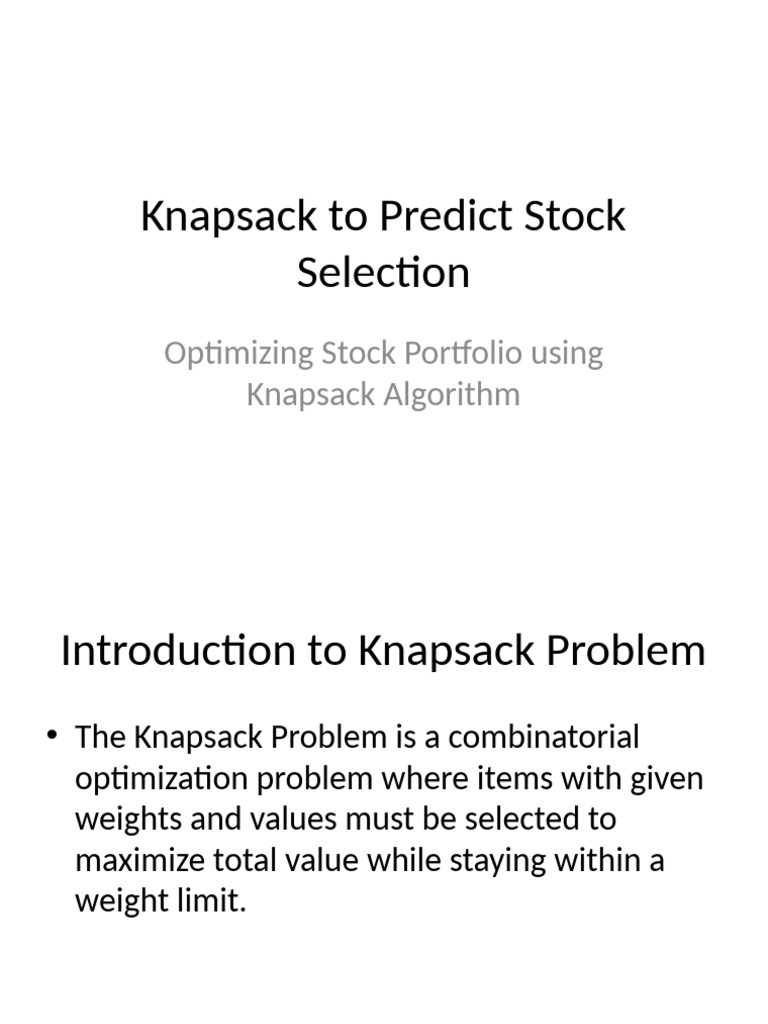 Knapsack Stock Selection | PDF