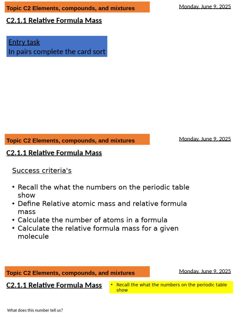 C2.1.1 Relative Formula Mass | PDF | Chemical Elements | Hydroxide