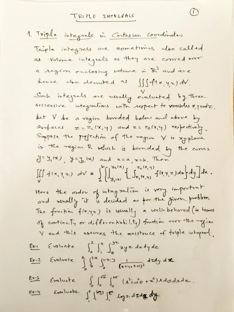 Triple Integrals Notes Revised | PDF