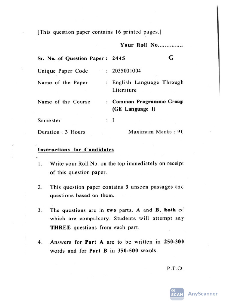 Eltl Question Paper | PDF