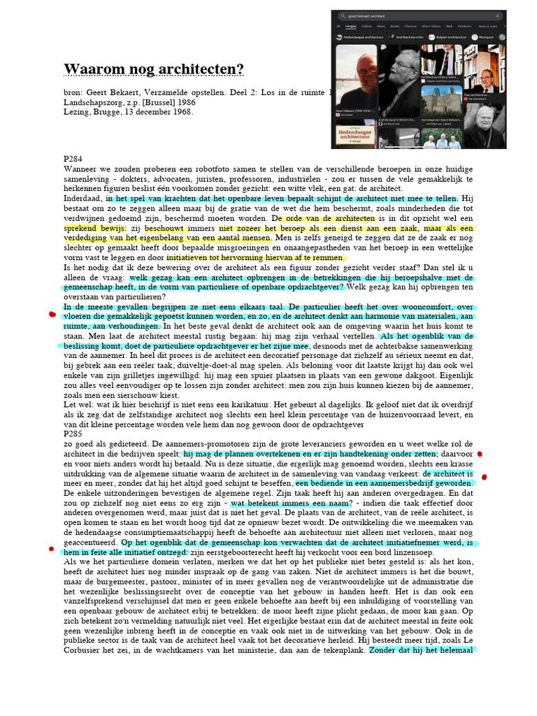 01 - Geert Bekaert - Waarom Nog Architecten | PDF