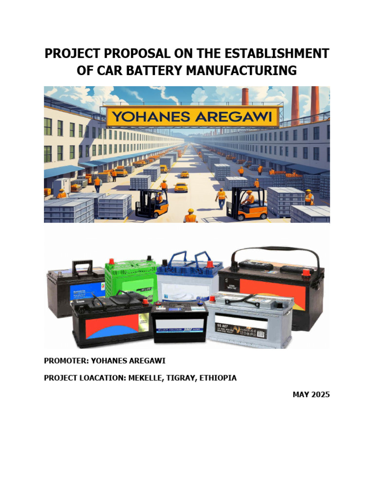Project Proposal For Investment On Batteries Manufacturing Plant | PDF ...