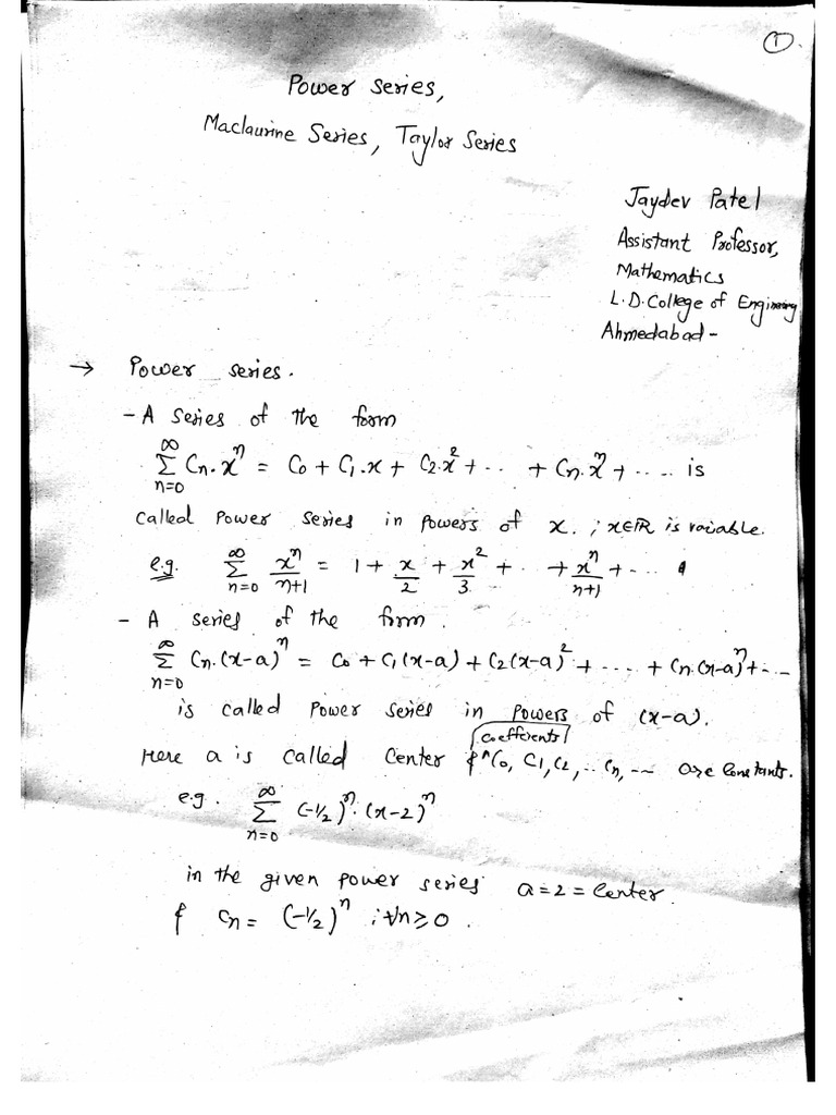 Power Series and Maclaurin, Taylor Series | PDF