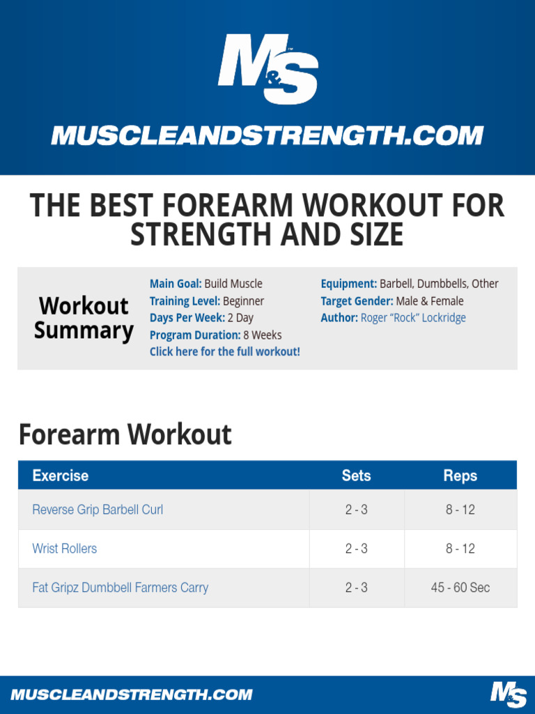 The Best Forearm Work Out For Strength and Size | PDF