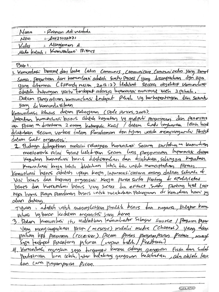 Rohman Adi Widodo, Tugas KomBis | PDF