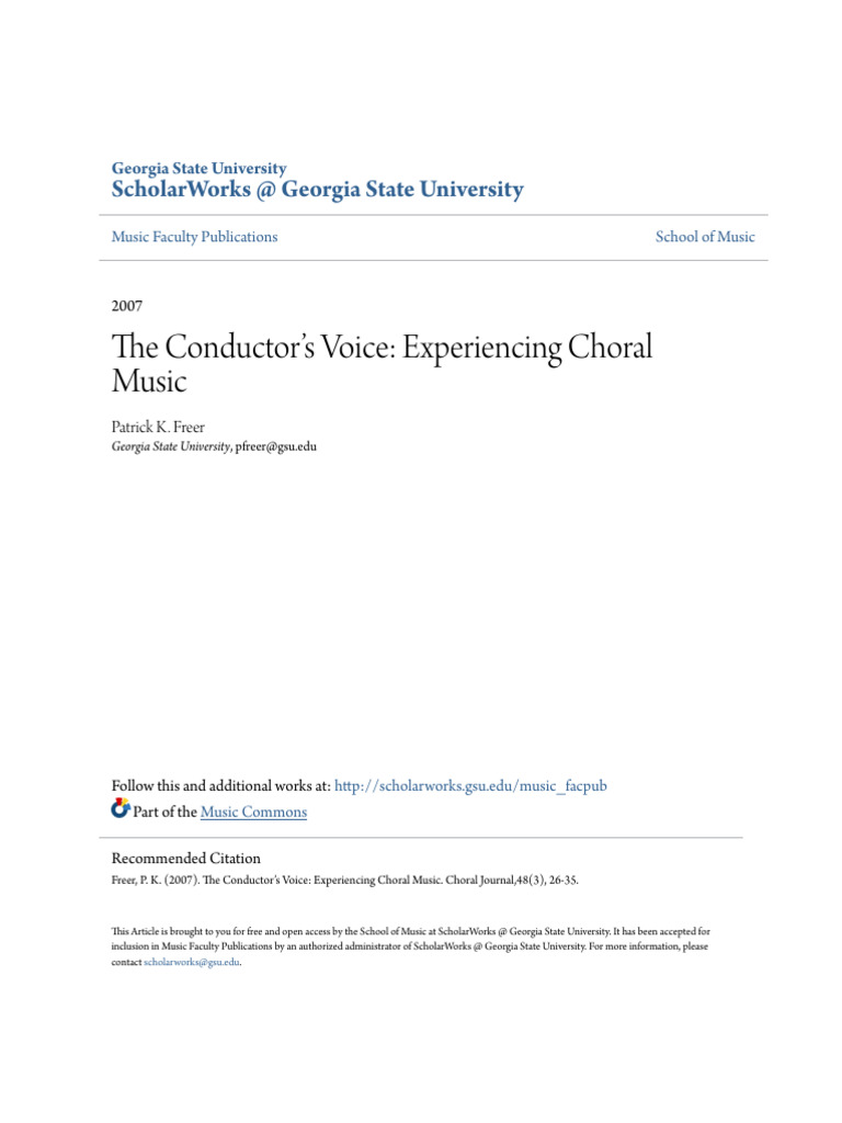 Conductor's Voice in Choral Music | PDF | Choir | Conducting