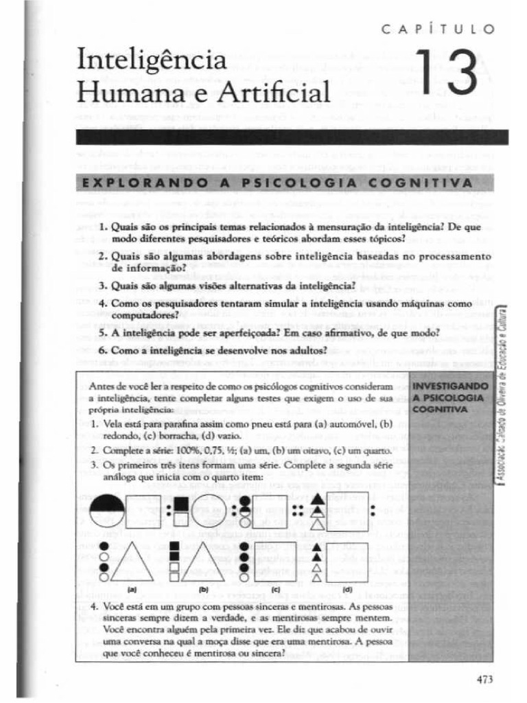 STERNBERG - Capítulo 13 - Inteligência Humana e Artificial | PDF
