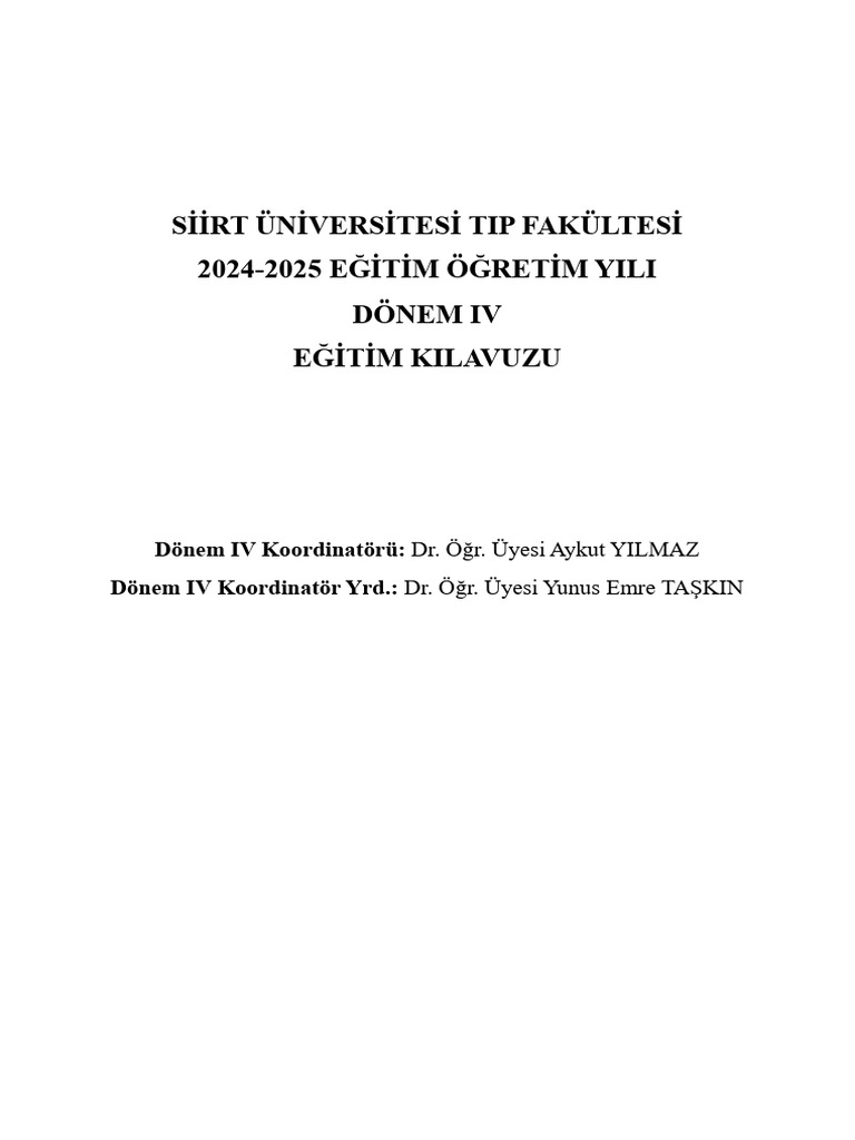 2024 2025 Egitim Ogretim Yili Donem IV Ders Programi Siirt 2024828163438298 | PDF