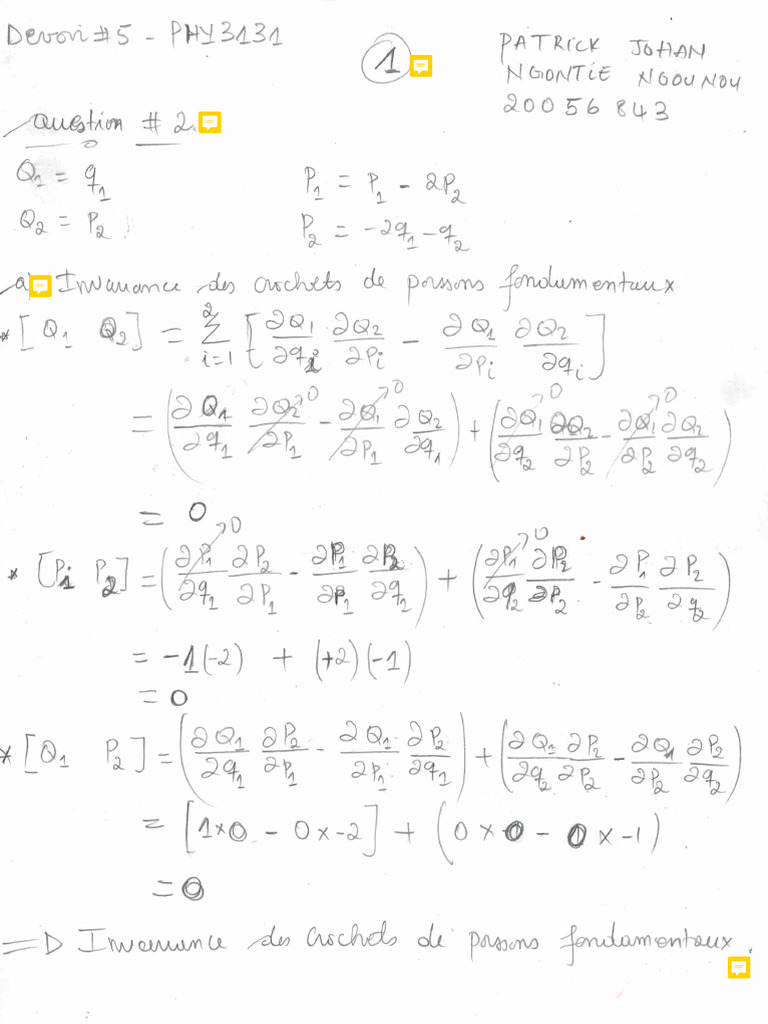 Devoir5 PHY3131 Patrick Johan Ngontie | PDF