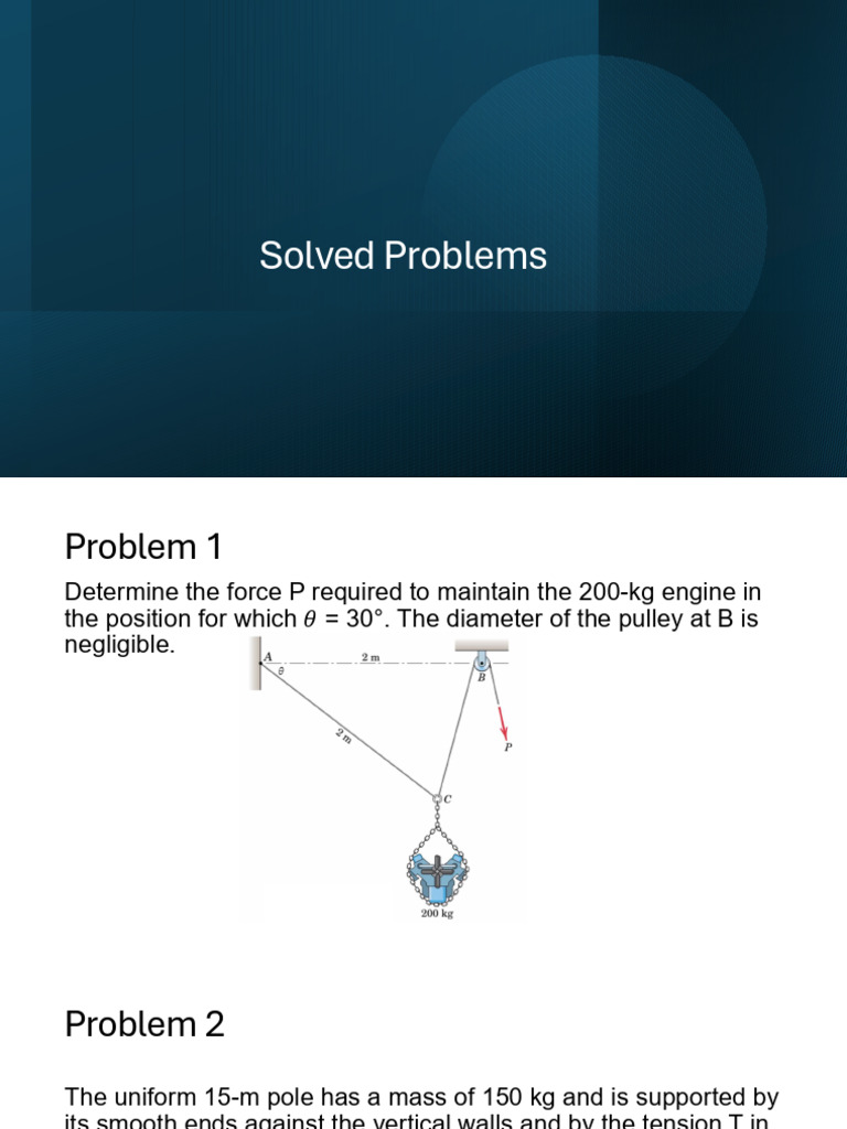 Solved Engineering Mechanics Problems | PDF