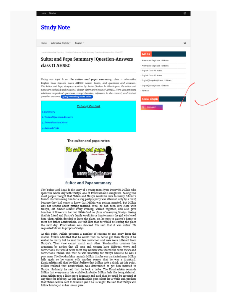 Suitor and Papa: Summary & Q&A | PDF | Hamlet