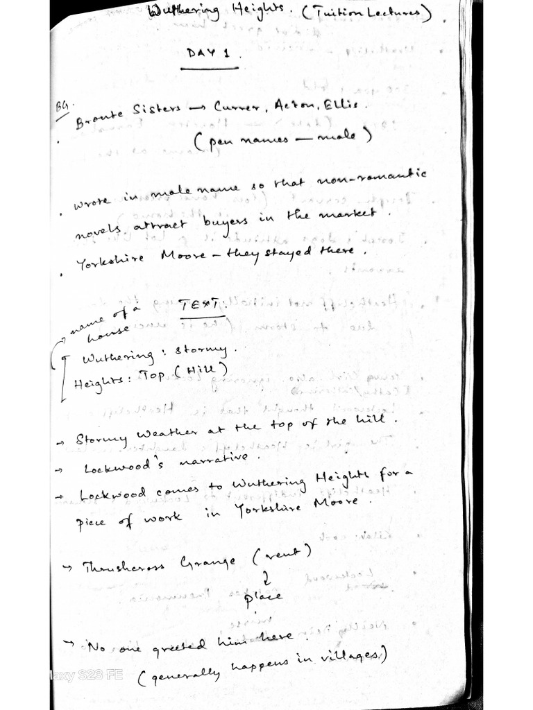 Wuthering Heights (Lecture Notes) | PDF