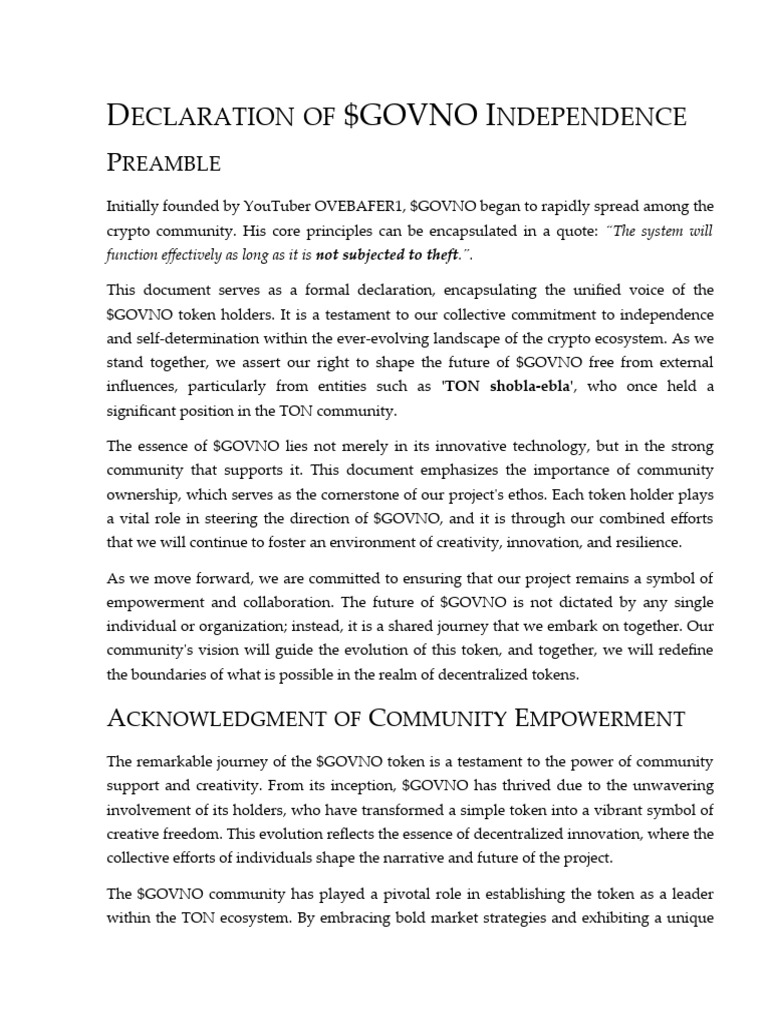 Declaration of $GOVNO Independence | PDF | Creativity