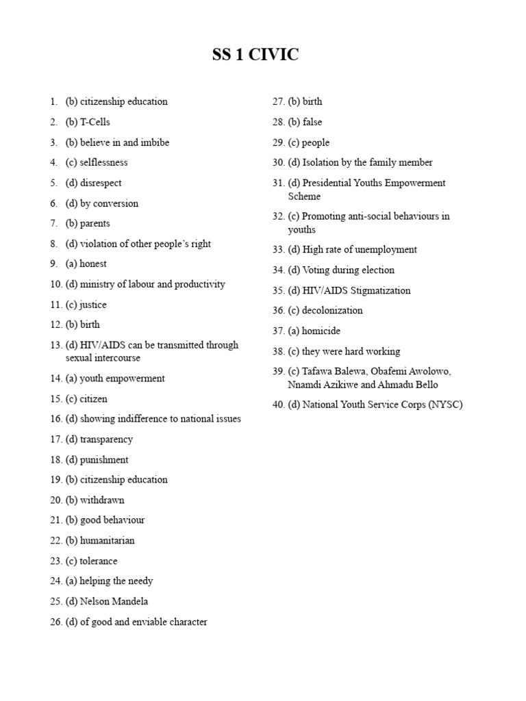 Ss1-3 Civic Solution 1st Term | PDF | Democracy | Political Ideologies