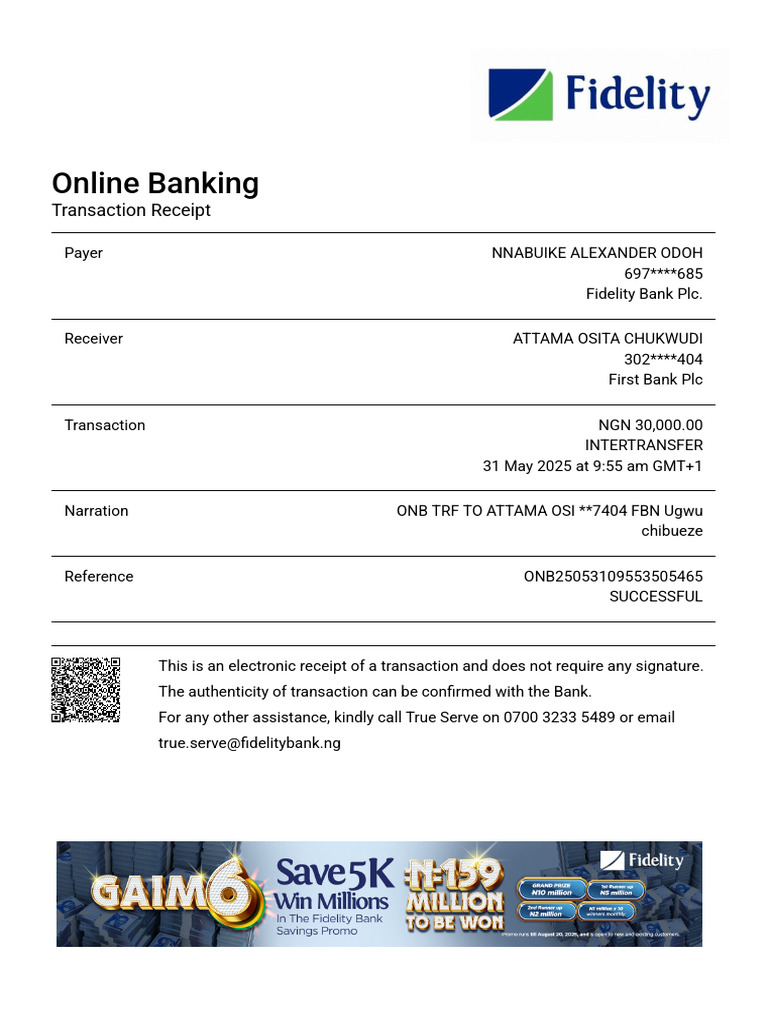 Online Banking Transaction Receipt | PDF
