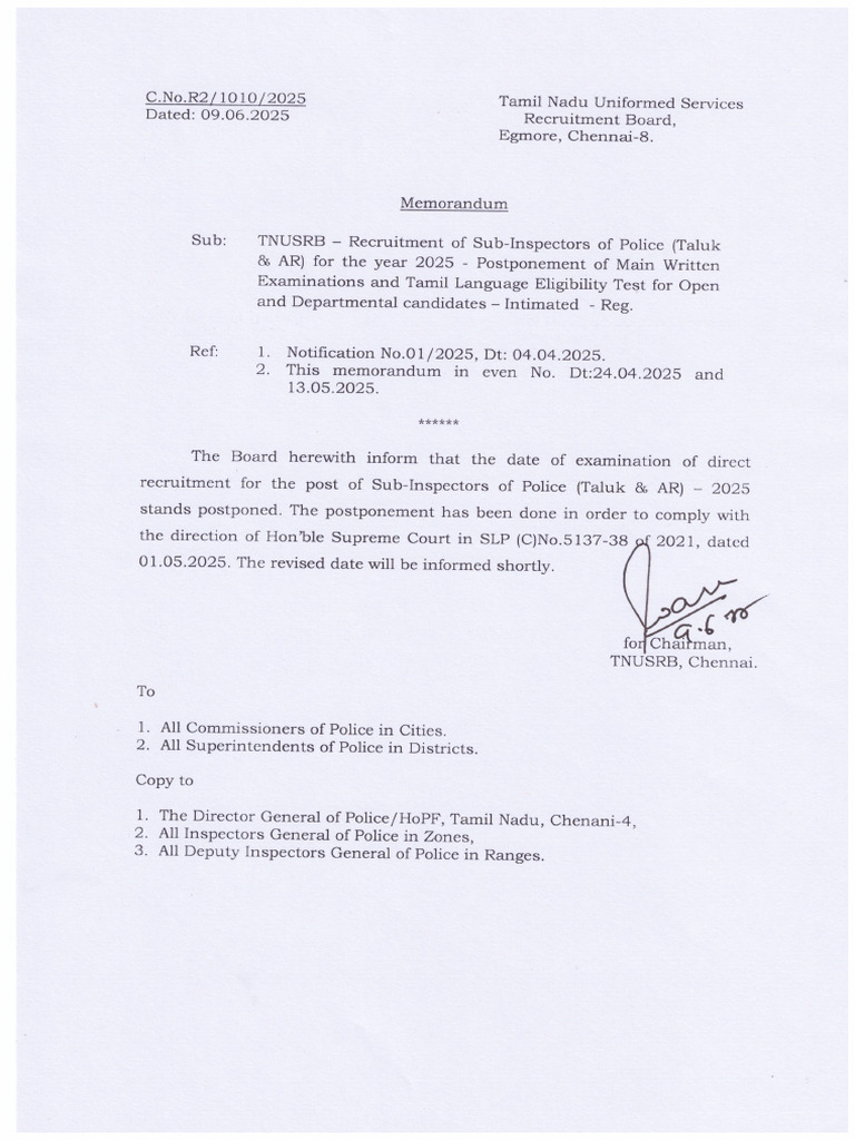 Postponment of SI Rect. | PDF