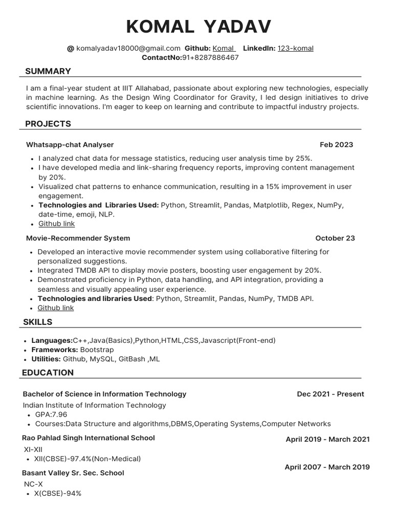 Komal Resume Recent | PDF