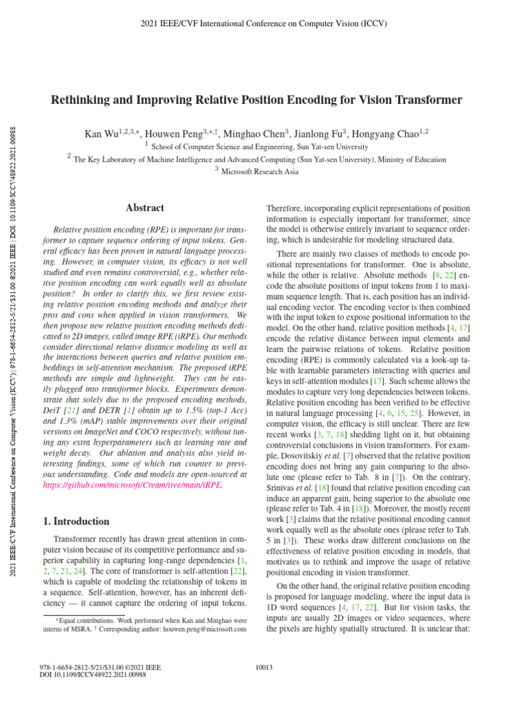 Rethinking and Improving Relative Position Encoding For Vision ...