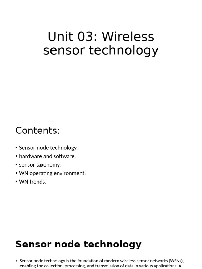 Wireless Sensor Technology | PDF | Wireless Sensor Network | Sensor