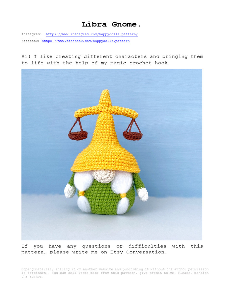 Libra Gnome Crochet Pattern | PDF | Crochet | Crafts