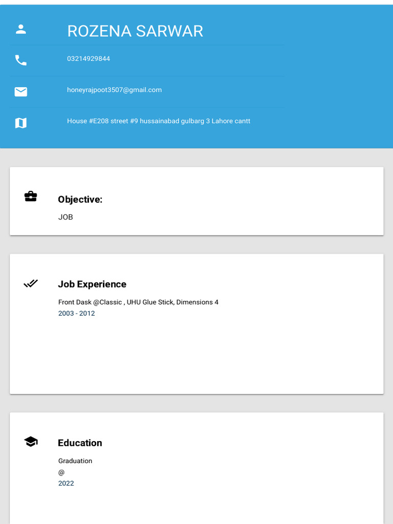 Rozena Sarwar's Resume and Profile | PDF