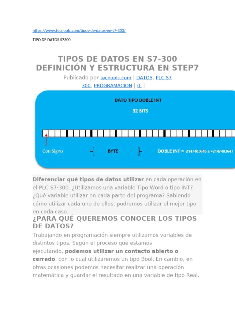 Tipo de Datos Step 7 | PDF | Tipo de datos | Variable (informática)