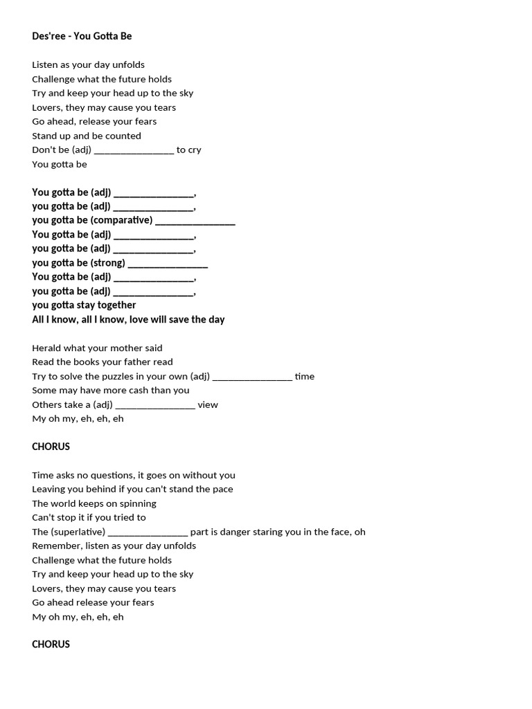Des'Ree - You Gotta Be - Comparative | PDF