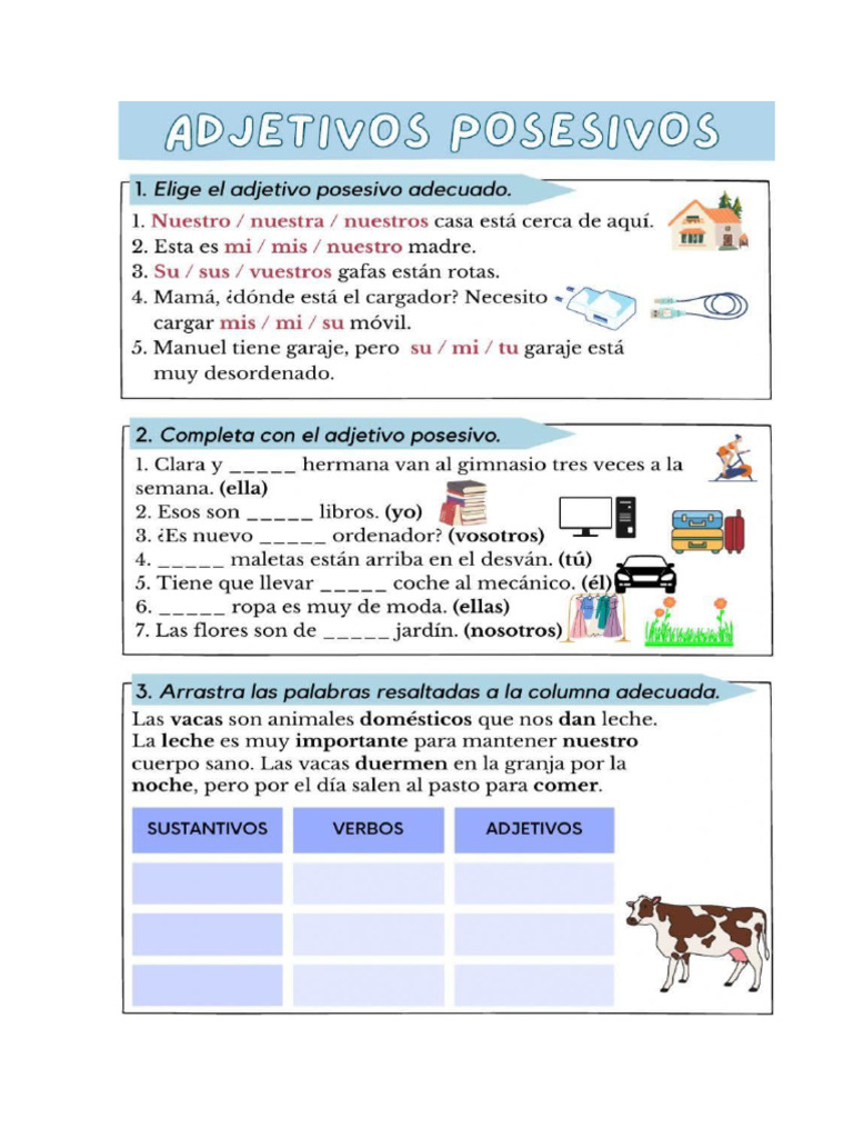 Adjetivos Posesivos | PDF