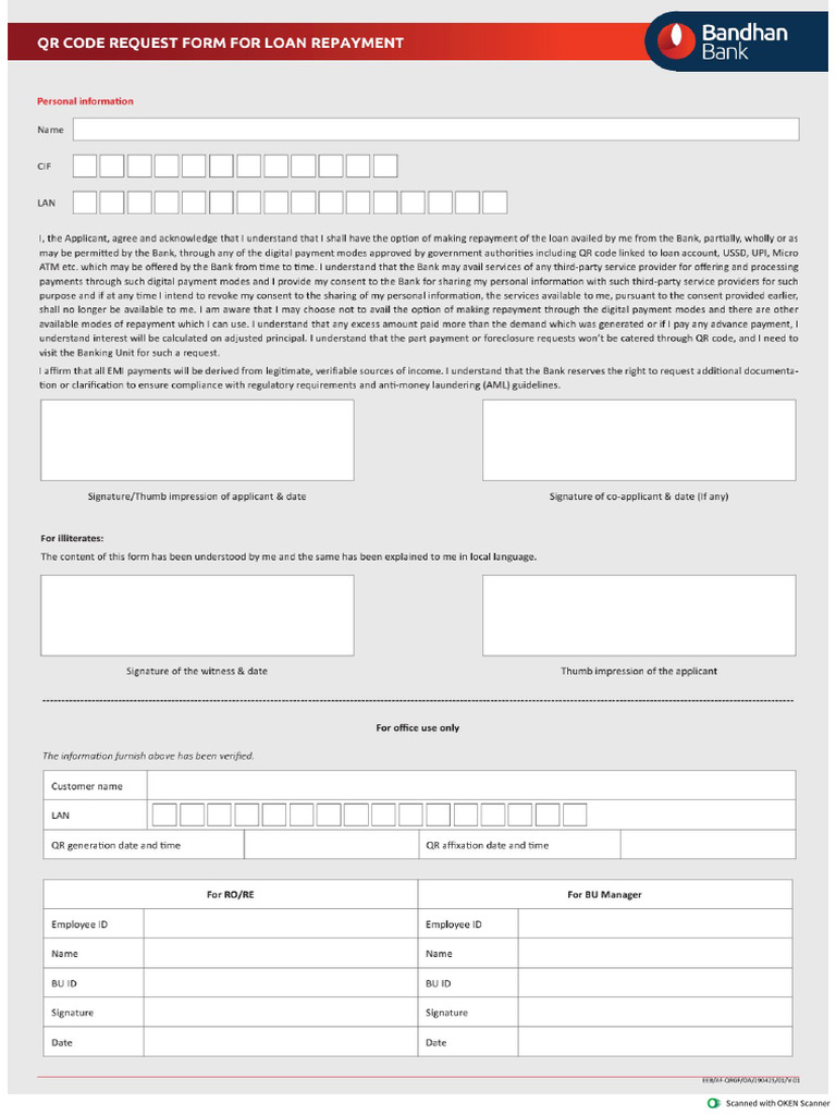 QR Code Request For Loan Repayment | PDF