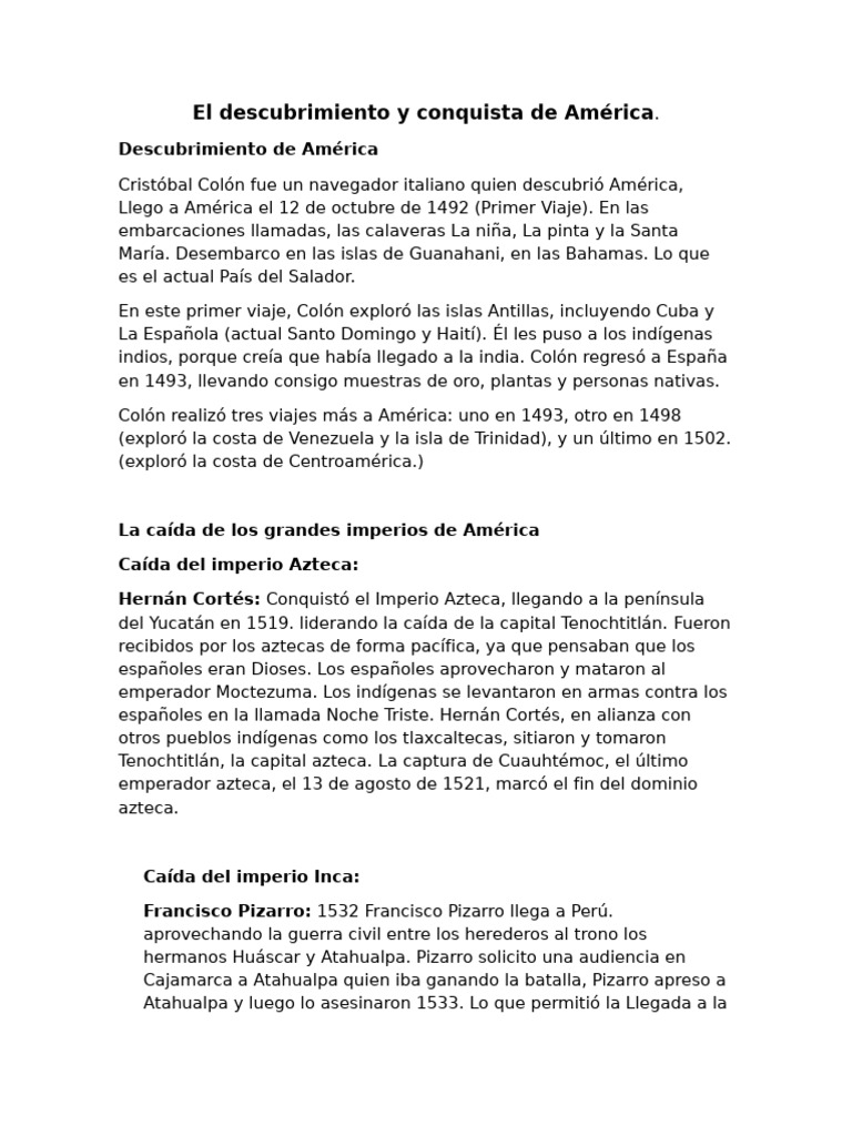 Descubrimiento y Conquista de América | PDF | Francisco Pizarro ...