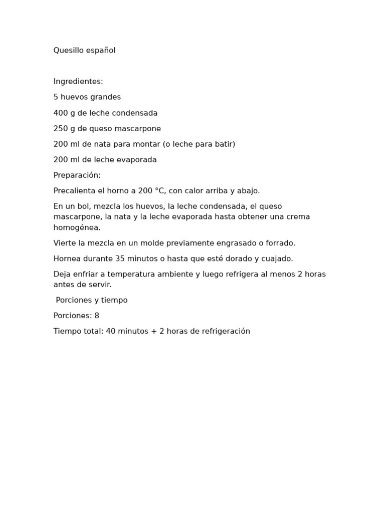 Quesillo Español | PDF