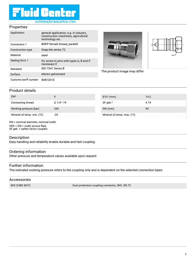 Dust Protection Coupling SKS ZUBS SN72 | PDF