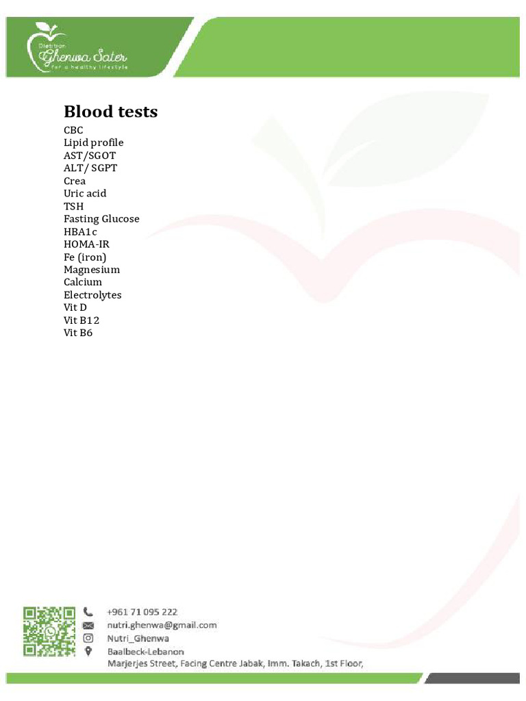 General Blood Tests | PDF