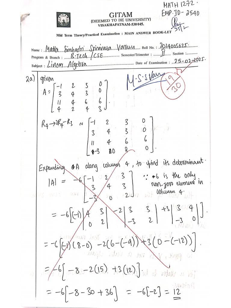 Linear Maths Mids | PDF