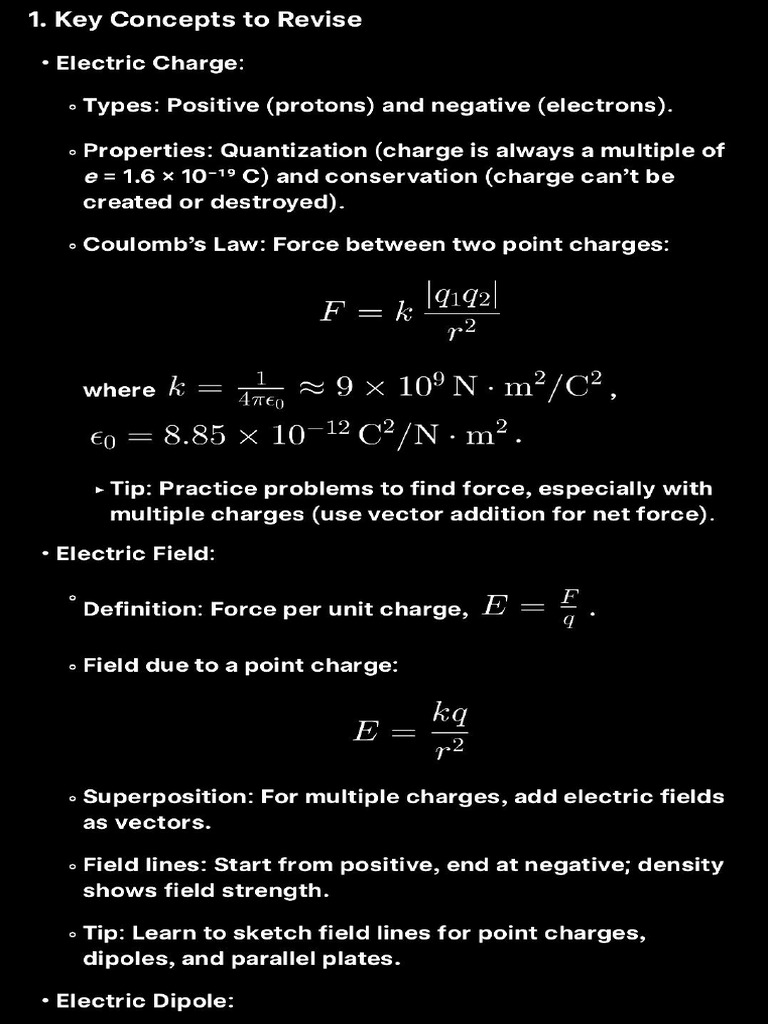 Class 12 (Chapter 1 Physics) | PDF