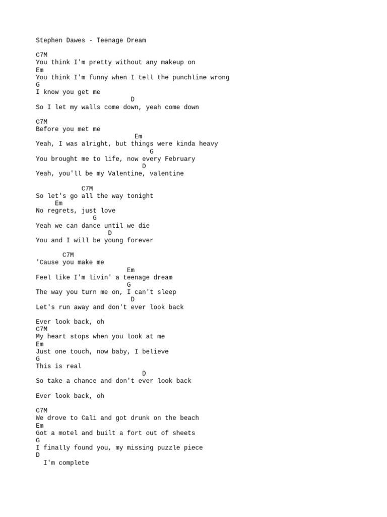 Stephen Dawes - Teenage Dream | PDF