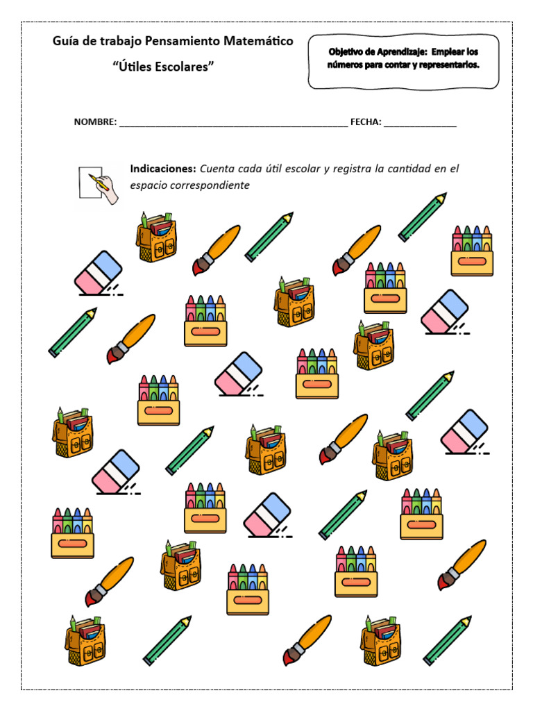 ÚTILES ESCOLARES Contar y graficar | PDF