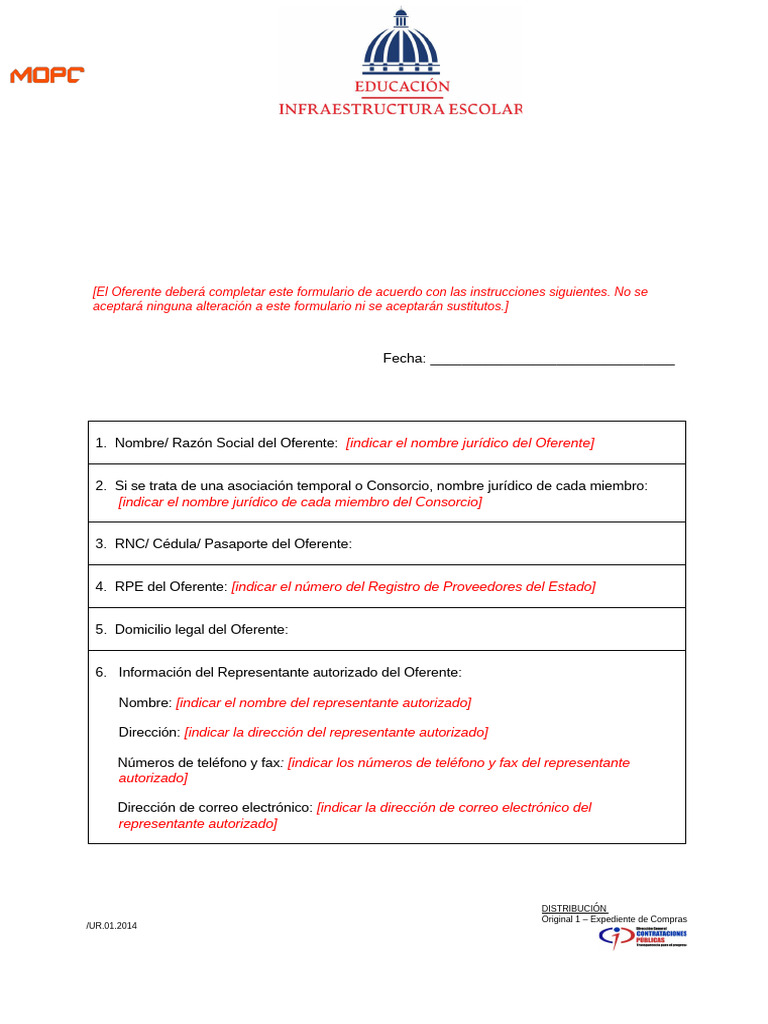 SNCC F042 Informacion Oferente | PDF