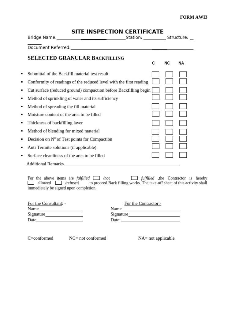 1 Inspection Selected Granular Backfilling | PDF