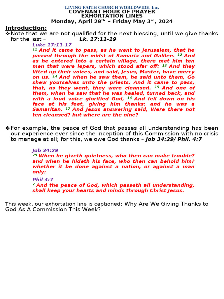 Covenant Hour of Prayer Exhortation | PDF | Jesus In Islam | Jesus