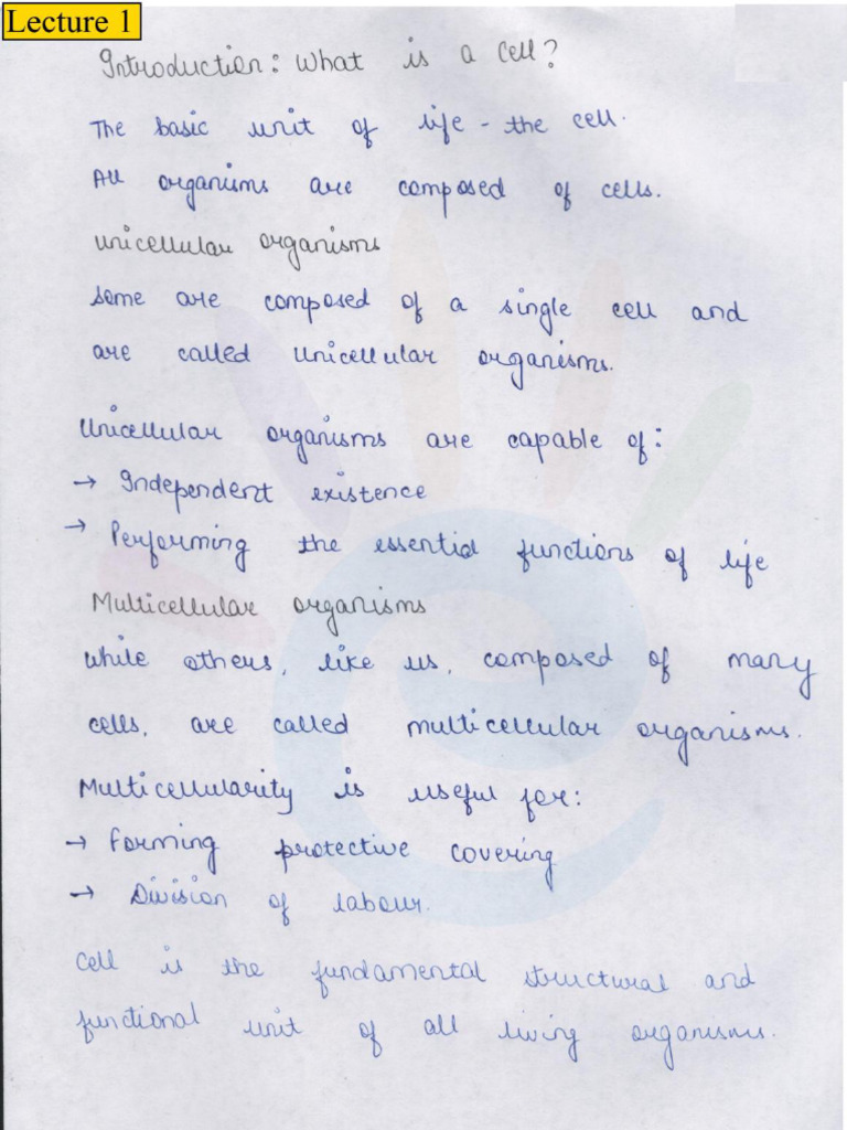 Cell - The Unit of Life-Notes Class 11 | PDF