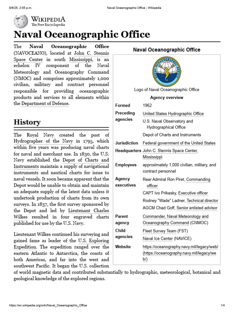 Naval Oceanographic Office Overview | PDF | Navies | Earth Sciences