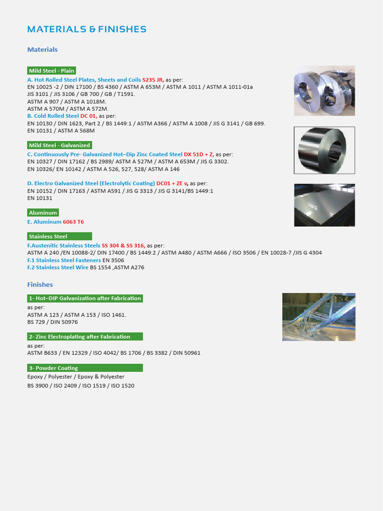 Materials and Finishes Specifications | PDF