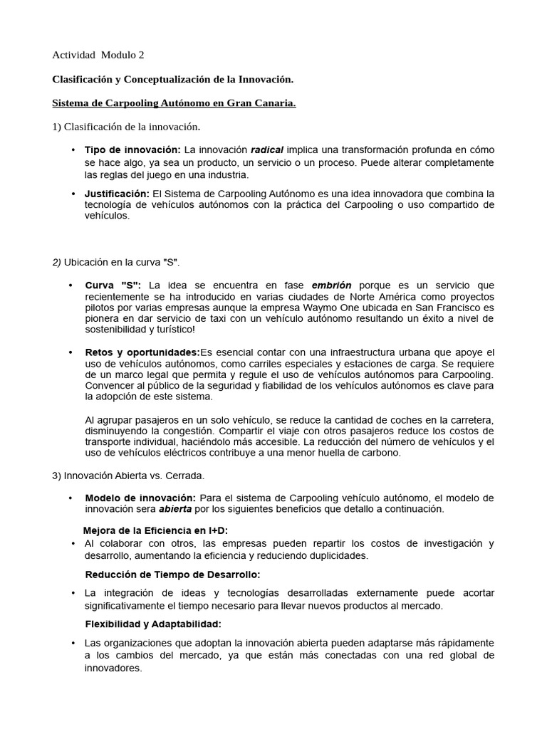 Actividad Modulo 2 | PDF | Innovación | Economias