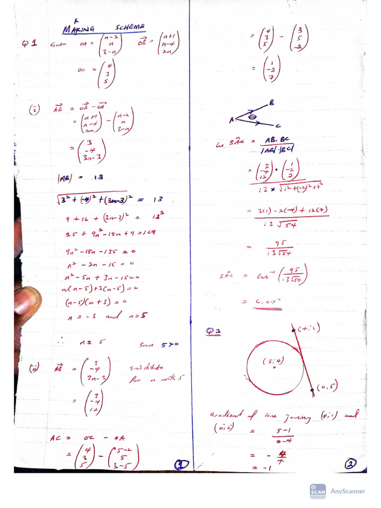 A Level Maths Test 1, Making Scheme | PDF