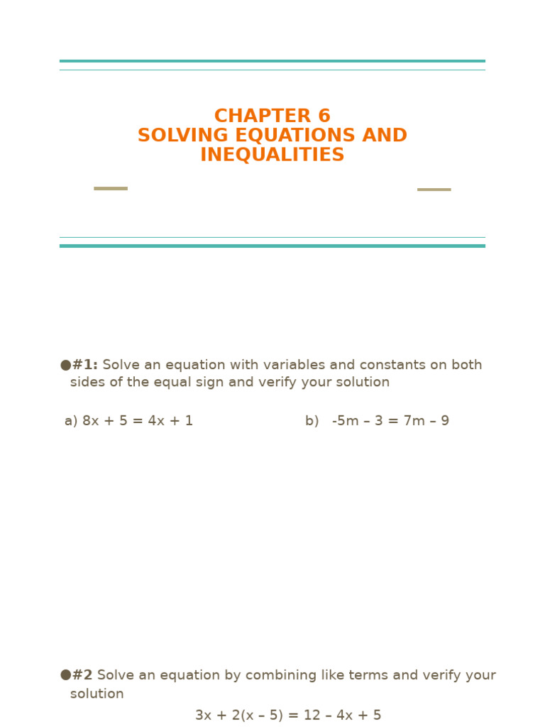 Solving Equations & Inequalities 2022 | PDF
